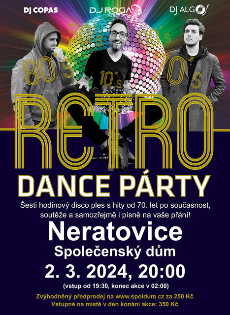 RETRO DANCE PÁRTY – program a vstupenky online | Společenský dům Neratovice